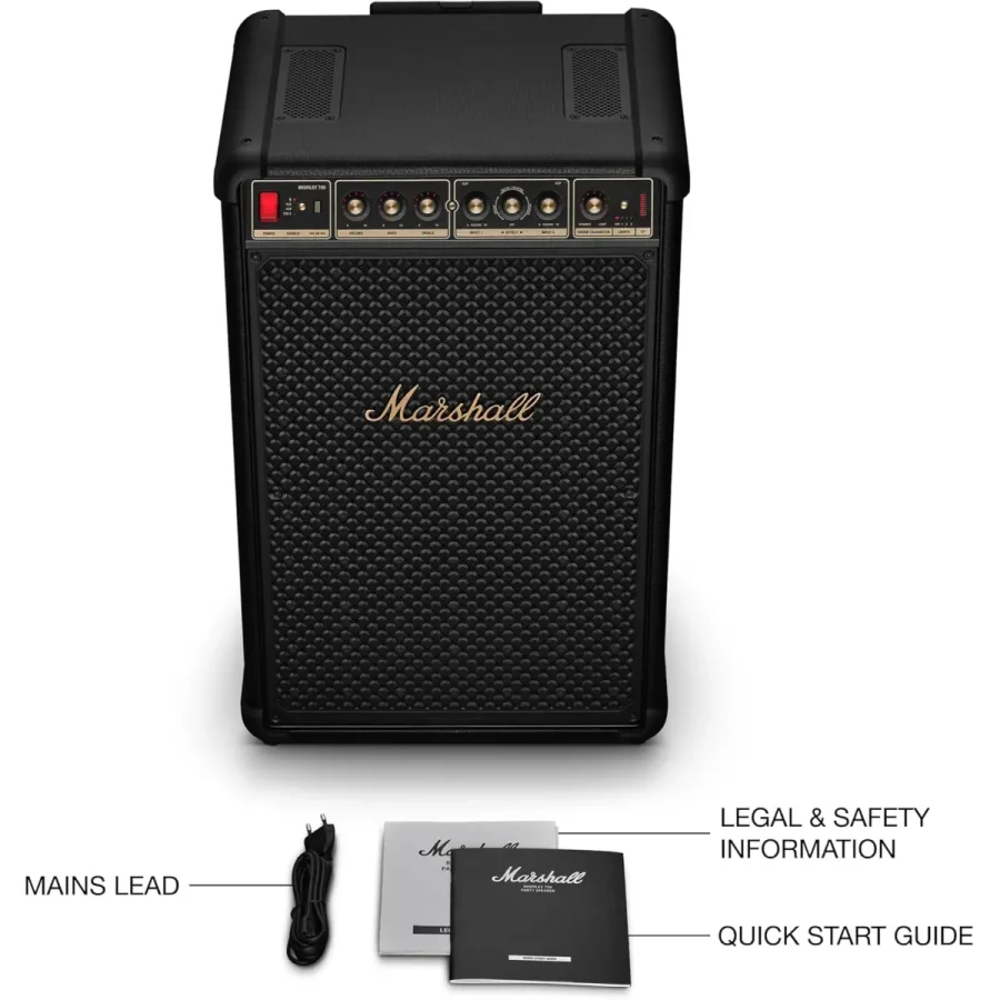 Marshall Bromley 750 Portable Wireless Party Speaker - Black & Brass ...